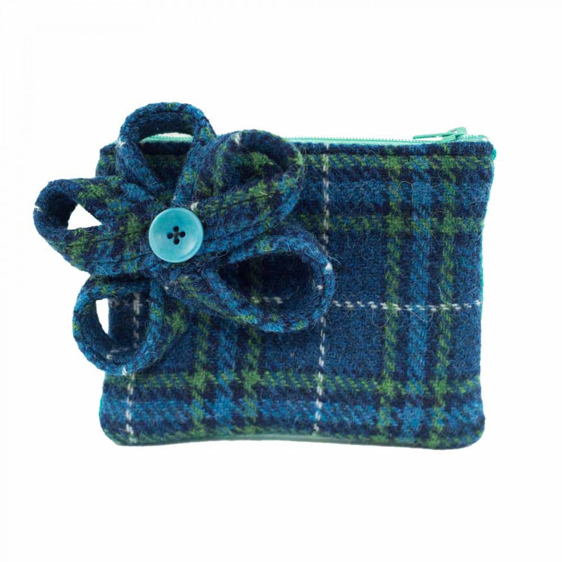 Tweed Corsage Purse - Blue