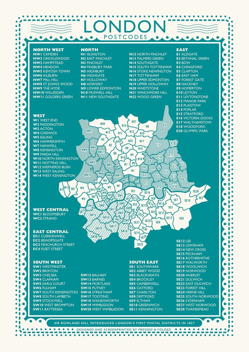 London Postcodes Print