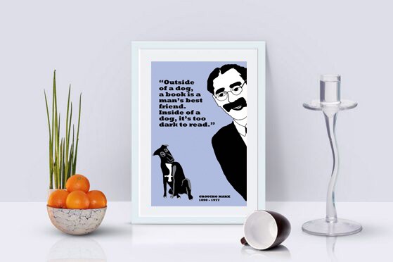 Groucho Marx On Dogs Print Framed