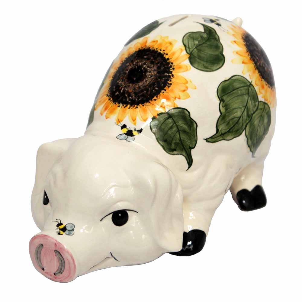 Large Sunflower Pig Money Box