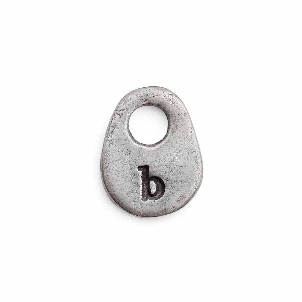 'b' Pewter Keyring Pebble