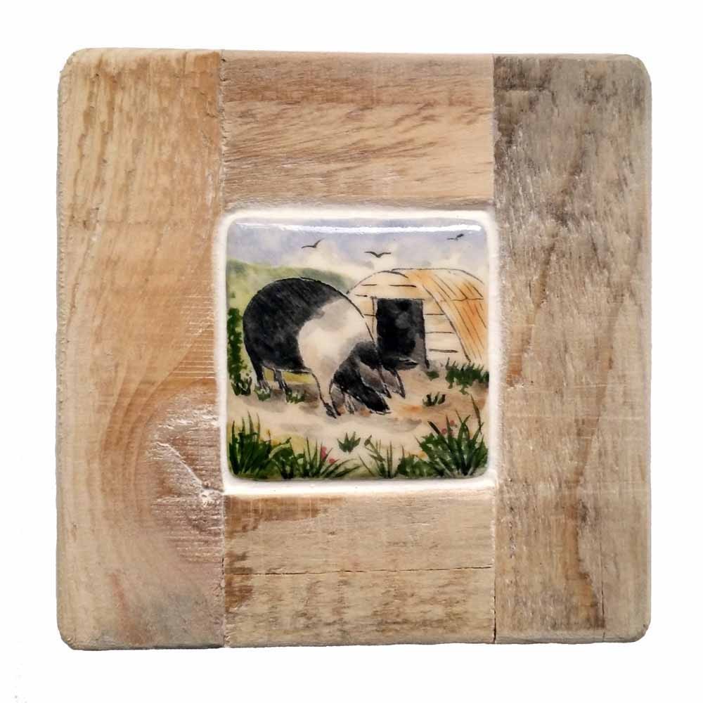 Pig Framed Tile Picture