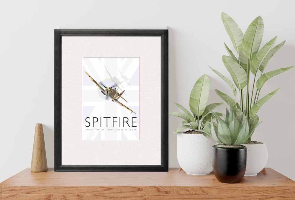 Spitfire Mounted Print Framed