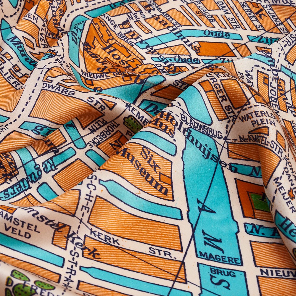 Amsterdam Map Silk Scarf