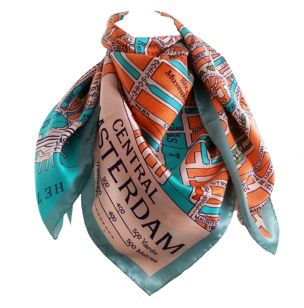 Amsterdam Map Silk Scarf
