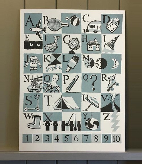 Teal Alphabet Print