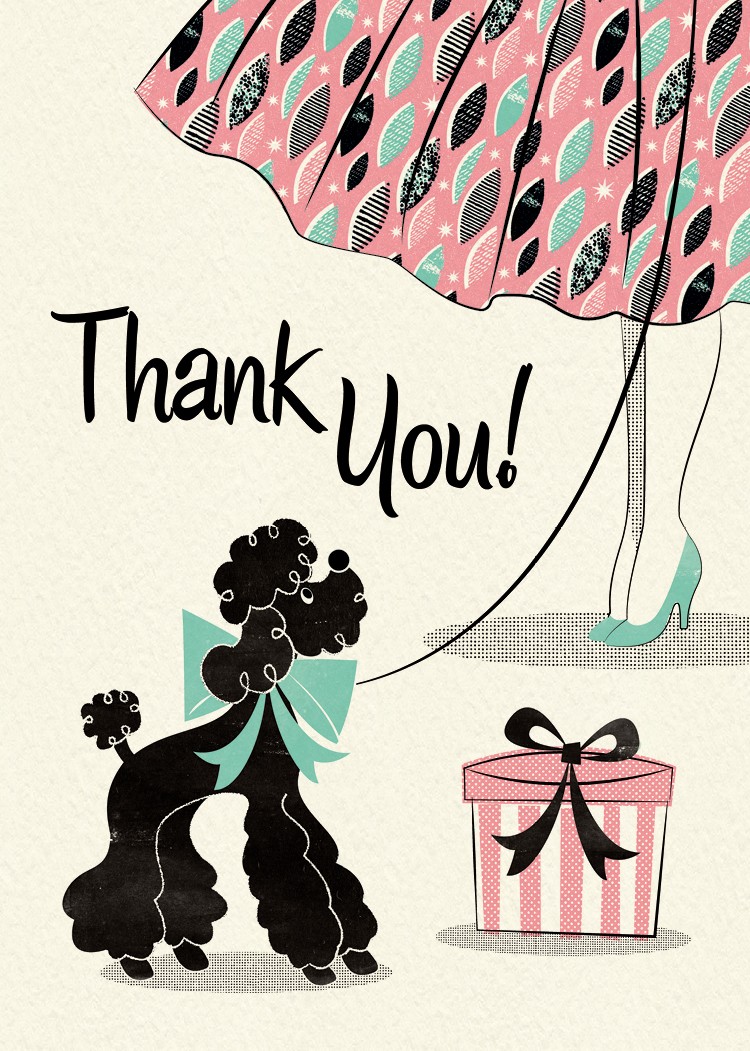 Poodle Thank You Card