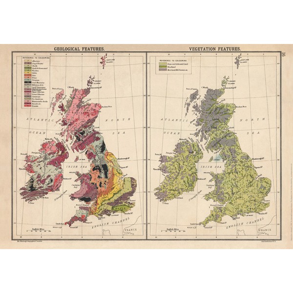 Geology & Vegetation Of Britain Poster Wrap